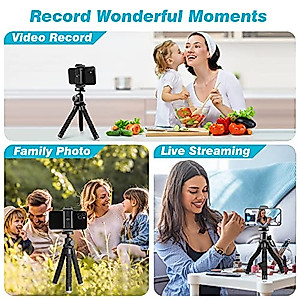 UBeesize Phone Tripod, Portable and Flexible Tripod with Wireless Remote and Clip, Cell Phone Tripod Stand for Video Recording(Black