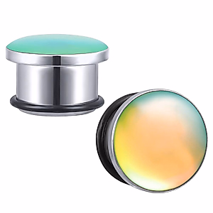 2G-5/8 inch Single Flare Ear Plugs Tunnels 316L Stainless Steel Ear Gauges Illusion Color Expander with O-Ring Body Piercing