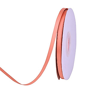 Ribest 1/4 inch 50 Yards Solid Double Face Satin Ribbon Per Roll for DIY Hair Accessories Scrapbooking Gift Packaging Party Decoration Wedding Flowers Peach