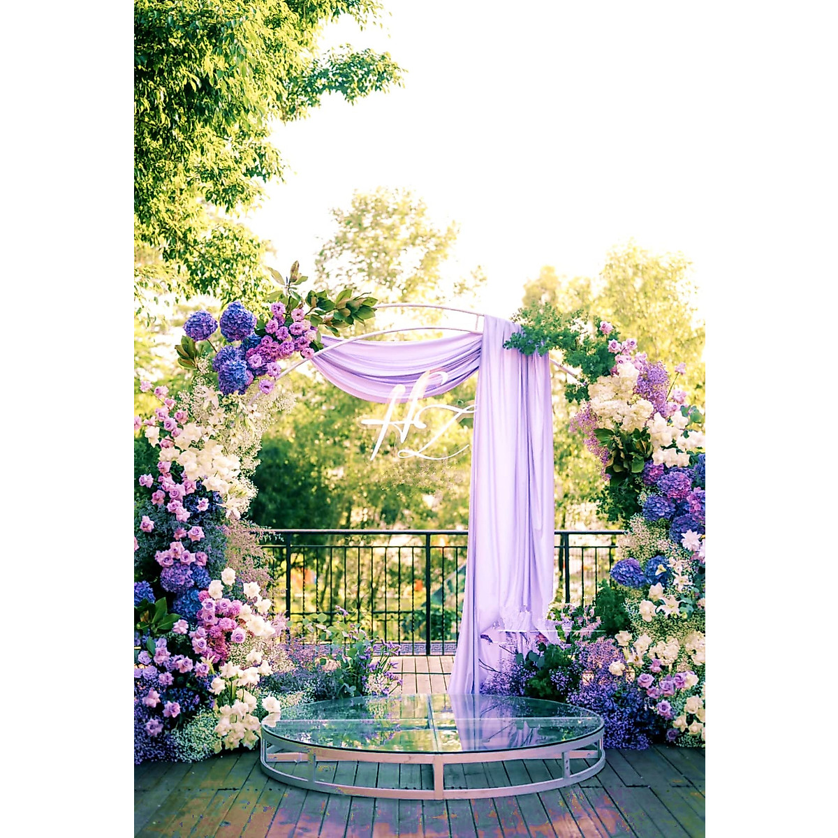 GRUKVAR Wedding Arch Drapes Lavender Ceiling Drapes Purple Gauze Fabric 2 Panels Shinny Wedding Archway Arches Decorations Party Background Celebrations Sheer Backdrop Curtains for Engagement Drapery