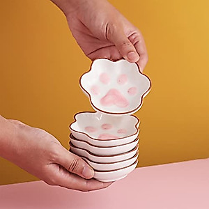WUYIAZHI Cat Paw Shaped Soy Sauce Dishes, Cute Ceramic Dipping Sauce Cups, Mini Dipping Bowls 2 Ounces, Set of 8