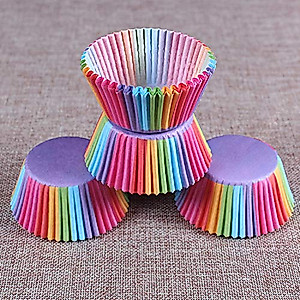 Cupcake Cases, Cake Paper Cup Rainbow Baking Cups for Oven Wedding Party Birthday, 100pcs