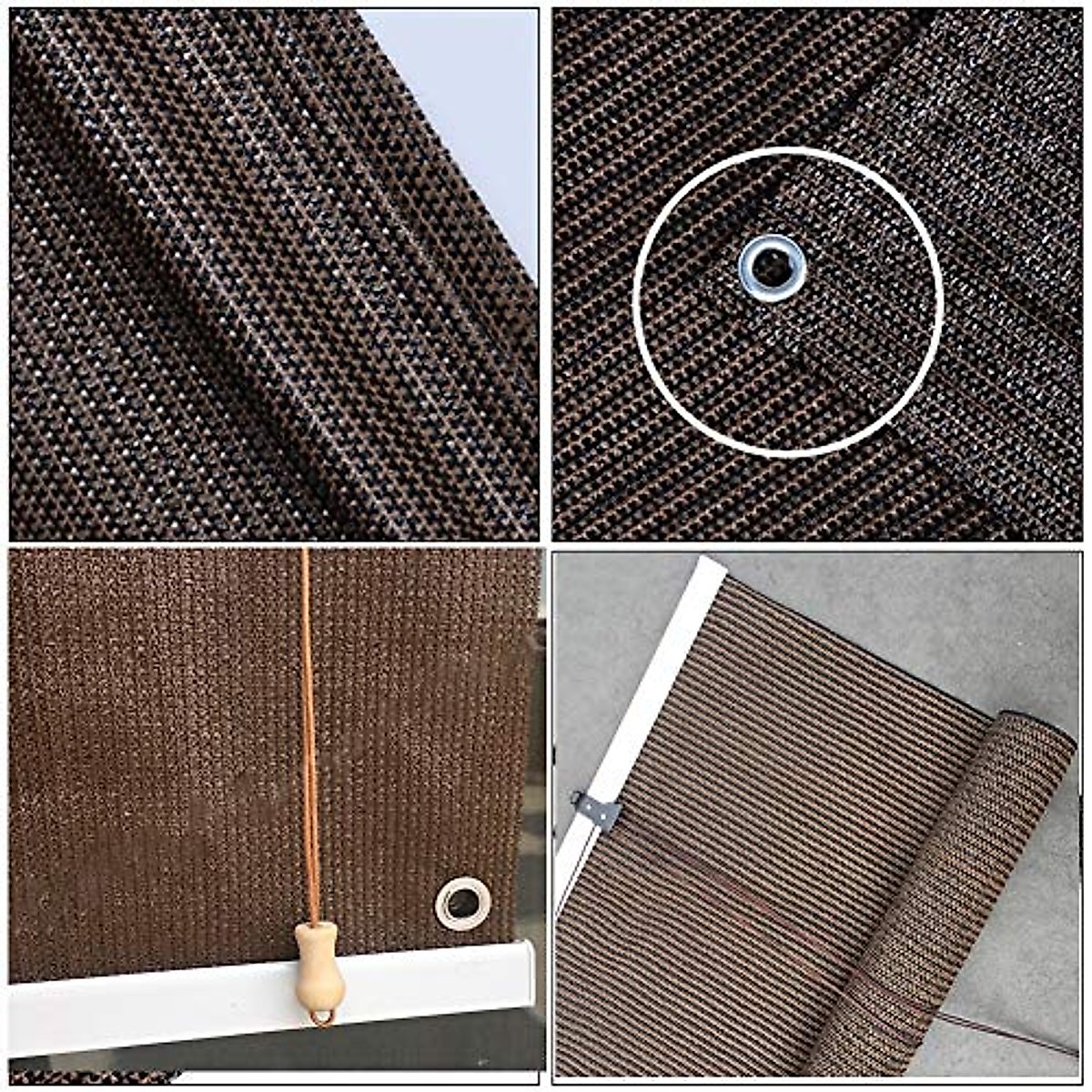 LJIANW Sun Shade Sail, Exterior Roller Shade Blinds Garden Decoration Privacy Screen Breathable HDPE for Outdoor Patio,45Sizes (Color : Brown, Size : 80x110CM)