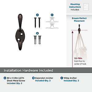 Amerock | Large Coat Hook | Wall Mount | Oil Rubbed Bronze | 1 Pack | Robe Hook | Towel Hook | Entryway Hook | Bathroom Hook