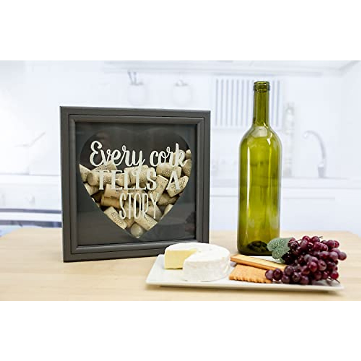 Boston Warehouse Shadowbox Wine Cork Holder Every Cork Tells A Story 10-Inch Gray