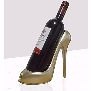 Fantes High Heel Wine Holder Bottle Rack Counter Top Storage Stand for Wedding Party Home Decor (Champagne Gold High Heel)