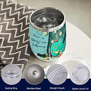 silichee 20 Oz Stainless Steel Wine Tumbler with Lid Pumpkin Jack Lantern Message O Insulated Tumblers Vacuum Coffee Mugs for Hot and Cold Drinks,Coffee,Wine