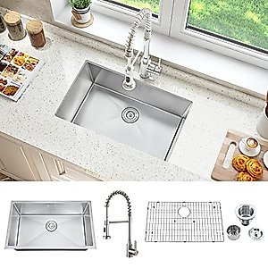 ATTOP 32 Inch Undermount Kitchen Sink With Faucet,Stainless Steel Kitchen Sink Undermount Single Bowl Sink