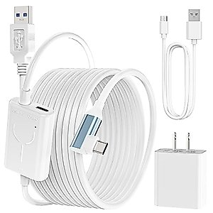 RuntoGOL 16FT Link Cable for Oculus Quest 2/1 Accessories with Adapter, VR Headset Cable with Separate Charging Port, USB 3.0 to USB C High Speed PC Data Transfer Charging Cord for Gaming PC