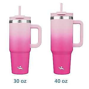 Konokyo 30 oz Tumbler with Handle and 2 Straws,2 in 1 Lid Insulated Water Bottle Stainless Steel Travel Coffee Mug,Cherry Blossoms