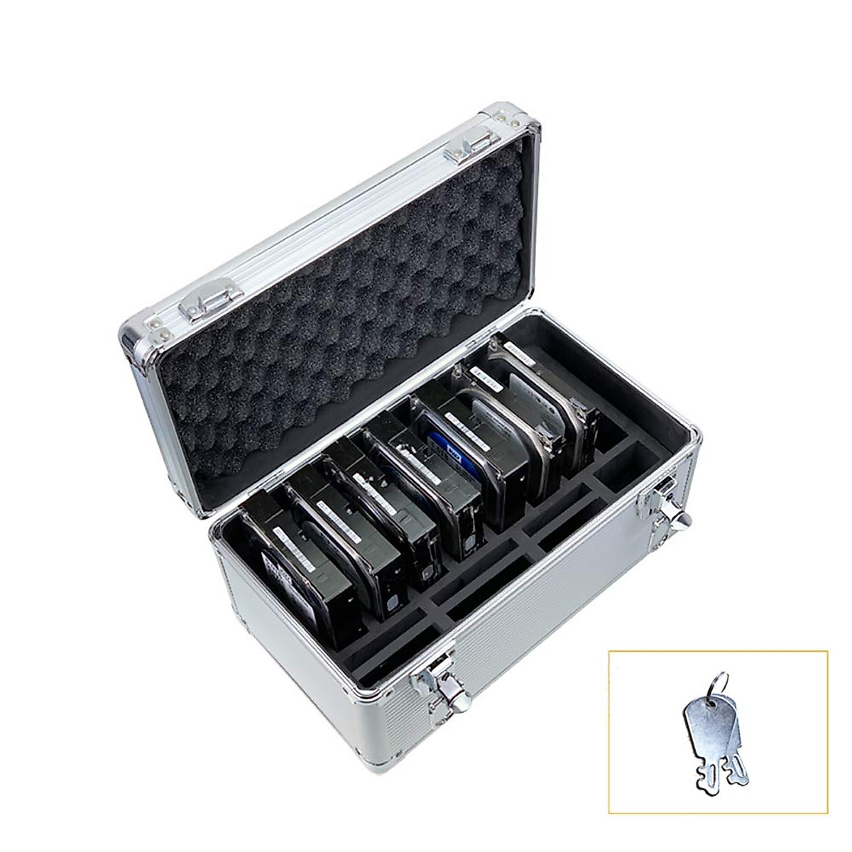 2.5" / 3.5" IDE SATA HDD Aluminum & EVA Protection Suitcase，Suitcase for 8 x 3.5 & 6 x 2.5 inch Hard Drive