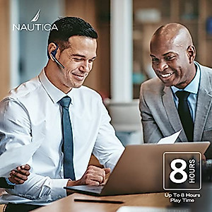 Nautica T80 Single Ear Bluetooth Headset, Office Bluetooth Headset, Wireless Earpiece for Cell Phone, Hands-Free Earphone with Microphone to Call On-The-Go, Compatible with iPhone & Android Phones