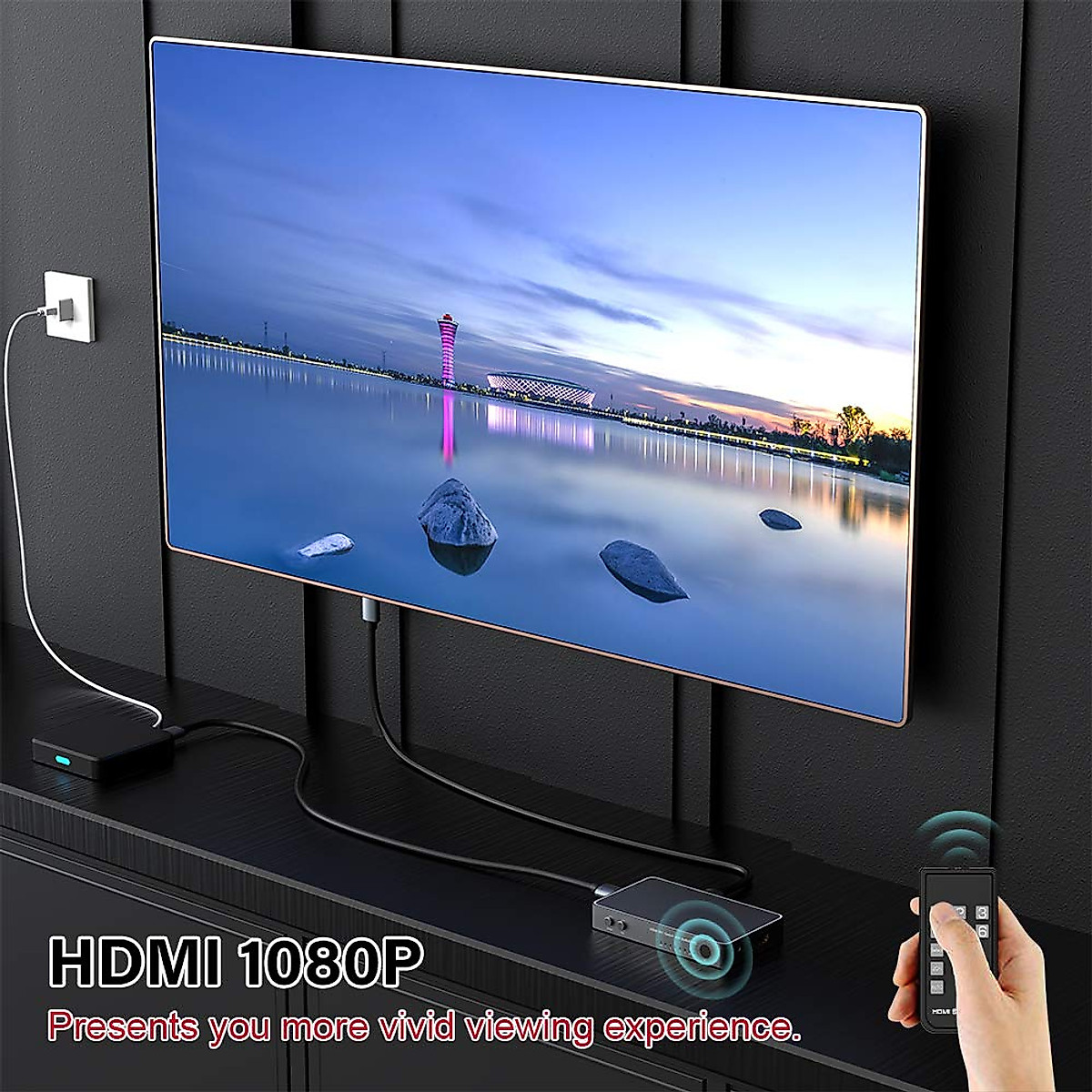 KLKE 4K HDMI Switch KLKE 6x1 Audio Extractor 6 Port HDMI Switcher Box with Remote HDMI Multi Ports Switch 6 in 1 Out Supports Optical Toslink 3.5mm Audio and ARC