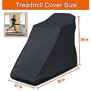 Oslimea Treadmill Cover Waterproof, Sunscreen Treadmill Cover for Indoor & Outdoor, Dust-Proof Sports Running Machine Protective Cover with Drawstring, Black (78''L x 37''D x 59''H, Non-Folding)