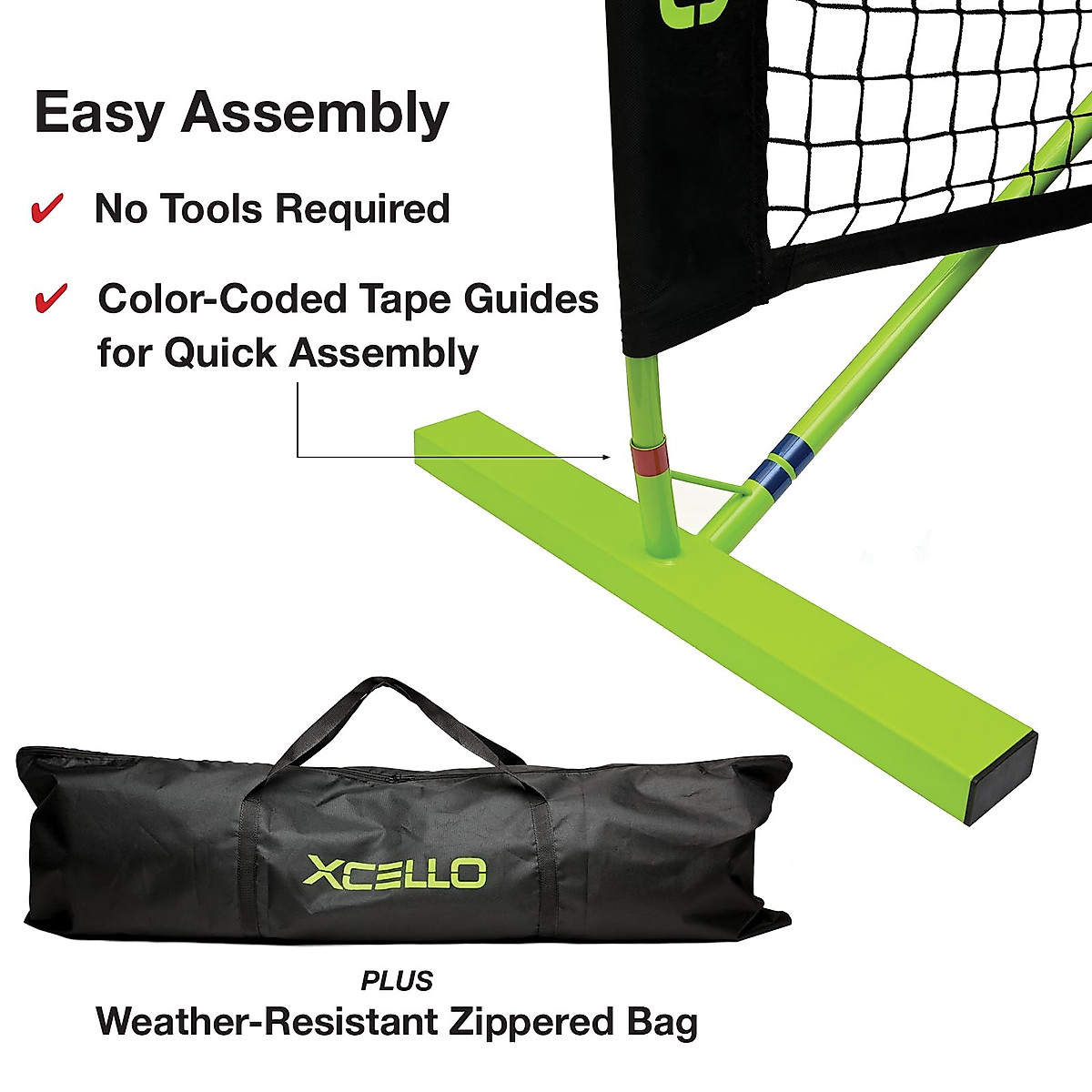 Xcello Sports Regulation Size Portable Pickleball Net System with Carry Bag