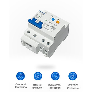 Elecnova 6-63A Miniature Circuit Breaker, 2Pole+N AC 63 Amp 230V, DIN-Rail Mounted MCB, Circuit Leakag, Overload, Short-Circuit Trip, 110V / 120V Available