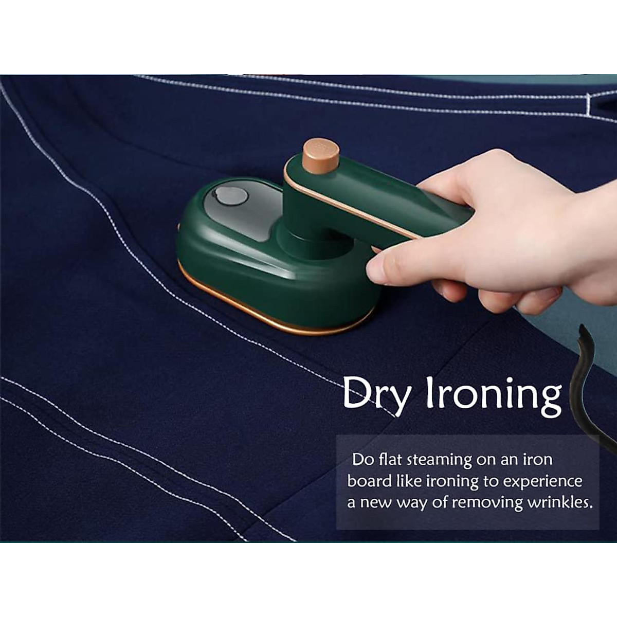 Mini Iron for Clothes, Portable Handheld Steam Iron - Handy Heat Press Small Iron - 360° Ironing Machine for Dry And Wet Ironing Support Dry And Wet Ironing for Home and Travel (Green)