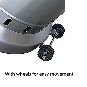 ROMONICA 48000BTU outdoor garden Silvery heater high vertical hammer facing garden outdoor heater propane vertical, with wheels and LED table, stainless steel - 6 set