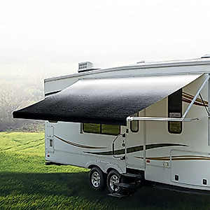 RecPro RV Awning Fabric Replacement | Universal Fit | 8-22ft Sizes | Heat Sealed Vinyl (15' - Actual Width 14' 1", Charcoal Fade)