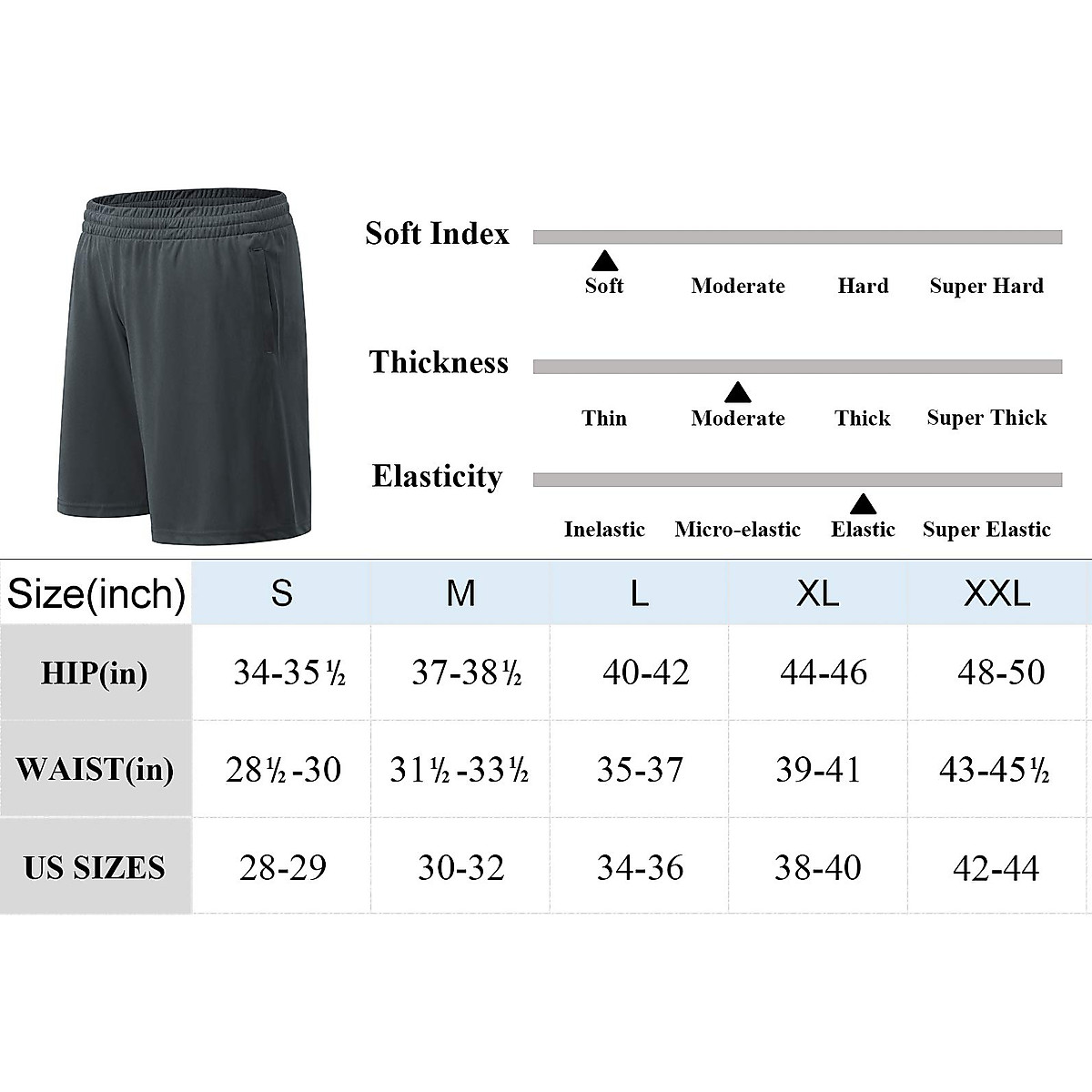 MCPORO Mens Athletic Shorts with Pockets Quick Drying Activewear for Gym Workout Black