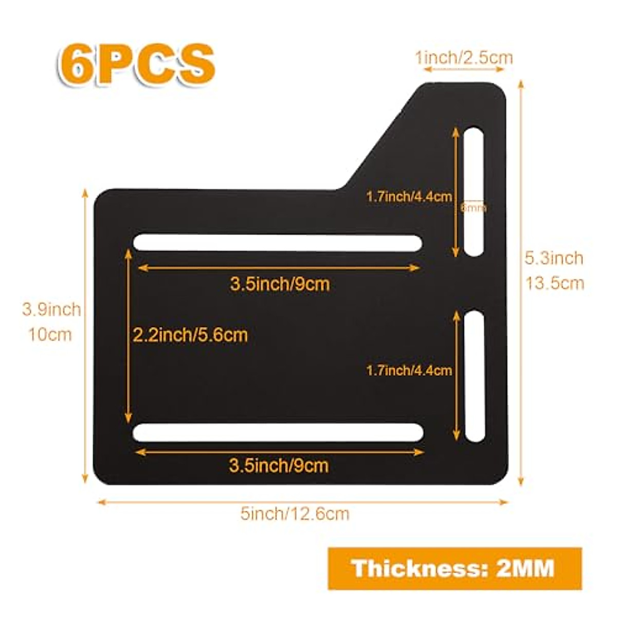 6Pcs Bed Frame Brackets Adapter for Headboard, Heavy Duty Bed Modification Plate, Headboard Brackets for Metal Bed Frame, Black