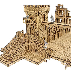 TowerRex 3D Modular Battle Map D&D Terrain Prison Buildings - DND Accessories, Set for Dungeons & Dragons, Pathfinder, Warhammer, Tabletop Battle mat Grid, Wargaming Terrain for 32mm 28mm Miniatures