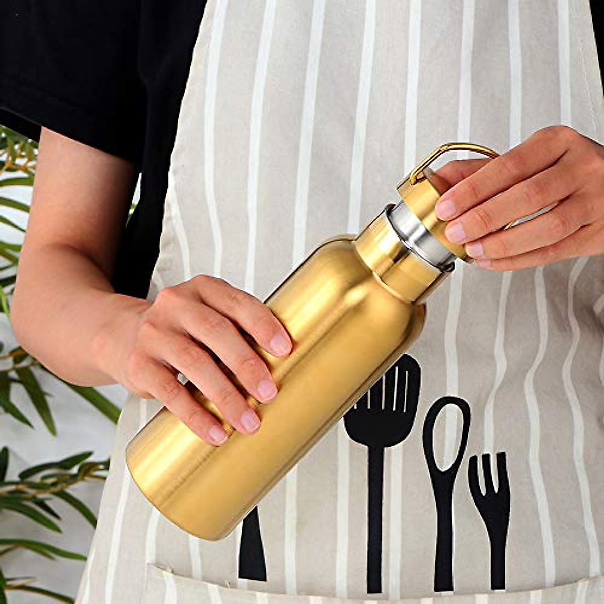 17 Oz 304 Stainless Steel Water Bottles Color Me Double Wall Vacuum Insulated Metal Water Bottle Eco Friendly Shatterproof Leak Proof Sport Water Bottles for Outdoor, Gold, Set of 1