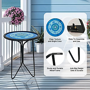 LIFFY Outdoor Side Tables, 12" Weather Resistant Small Balcony Table Patio Side Table, Indoor Small Round Home Decorative End Table, Plant Stands Table Outside, for Pool Beach Yard Balcony Garden