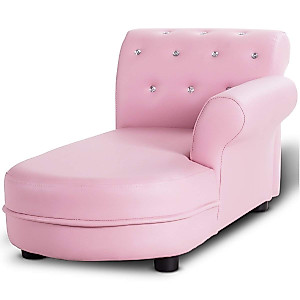 Costzon Kids Couch, 2 in 1 Princess Double Seat Children's Sofa w/PU Leather Surface, Toddler Armrest Chair for Kids Room, Soft Kids Sofa Couch Toy Baby Boys Girls 3-5 Old Birthday