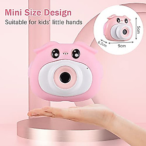 Andoer Mini Cartoon Kids Digital Camera 1080P Digital Video Camera for Kids Dual Lens 2.0Inch IPS Screen 4X Zoom Built-in Battery Cute Photo Frames Interesting Games with Strap Birthday