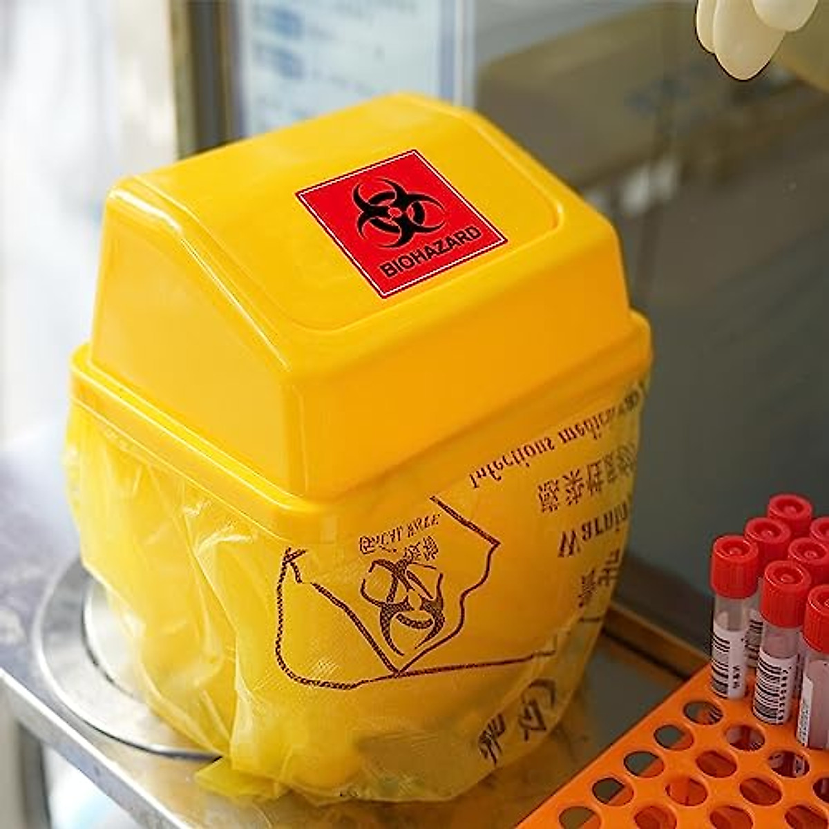 12 Pack Biohazard Stickers Sign Biohazard Warning Labels 4Inch Universal Biohazard Symbol Vinyl Waterproof Hazardous Materials Warning Stickers for Labs, Hospitals and Industrial Use