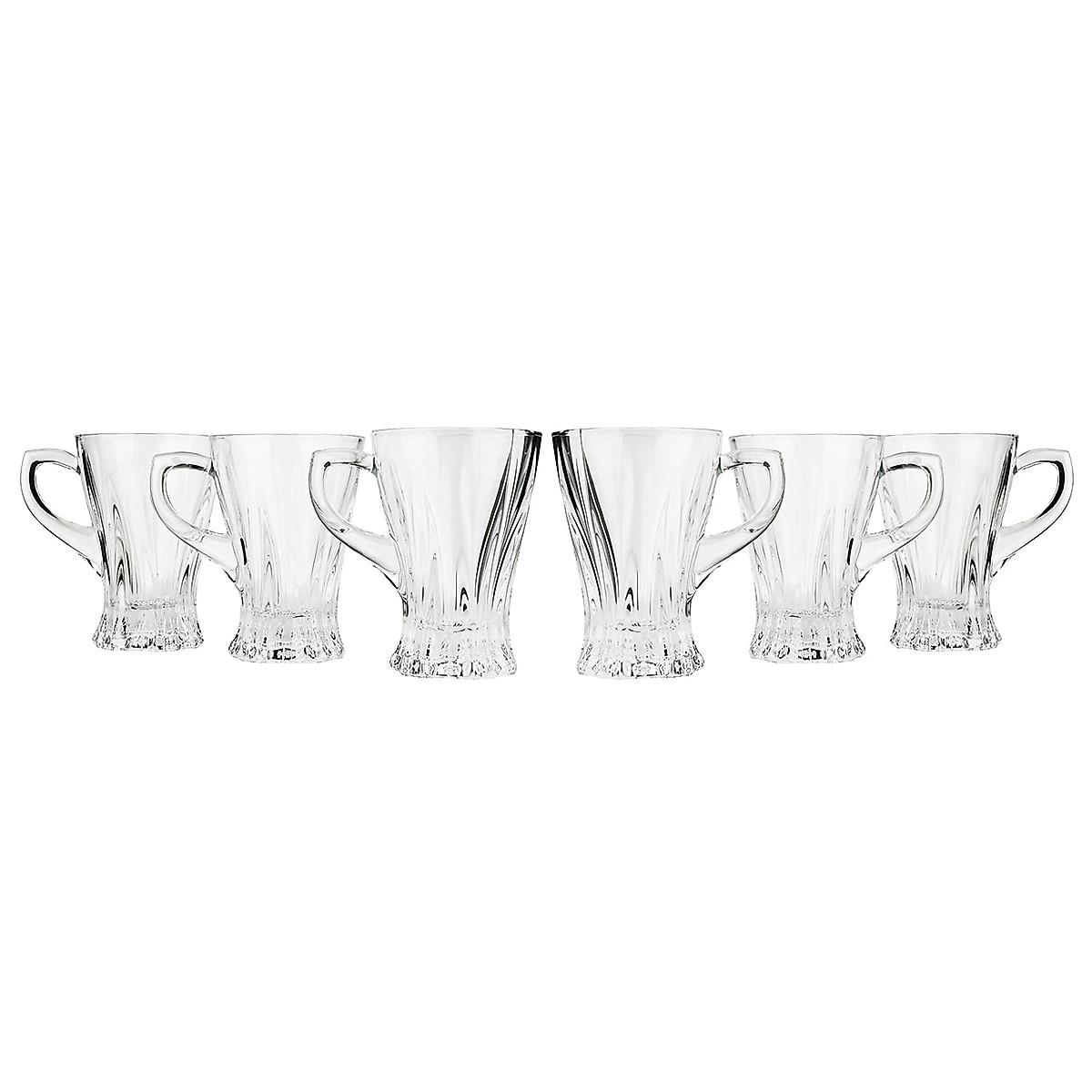 Plantica Collection Modern Crystal Hand-Crafted Decorative Tea Cup Set - Tea Cup 5oz, Set Of 6,