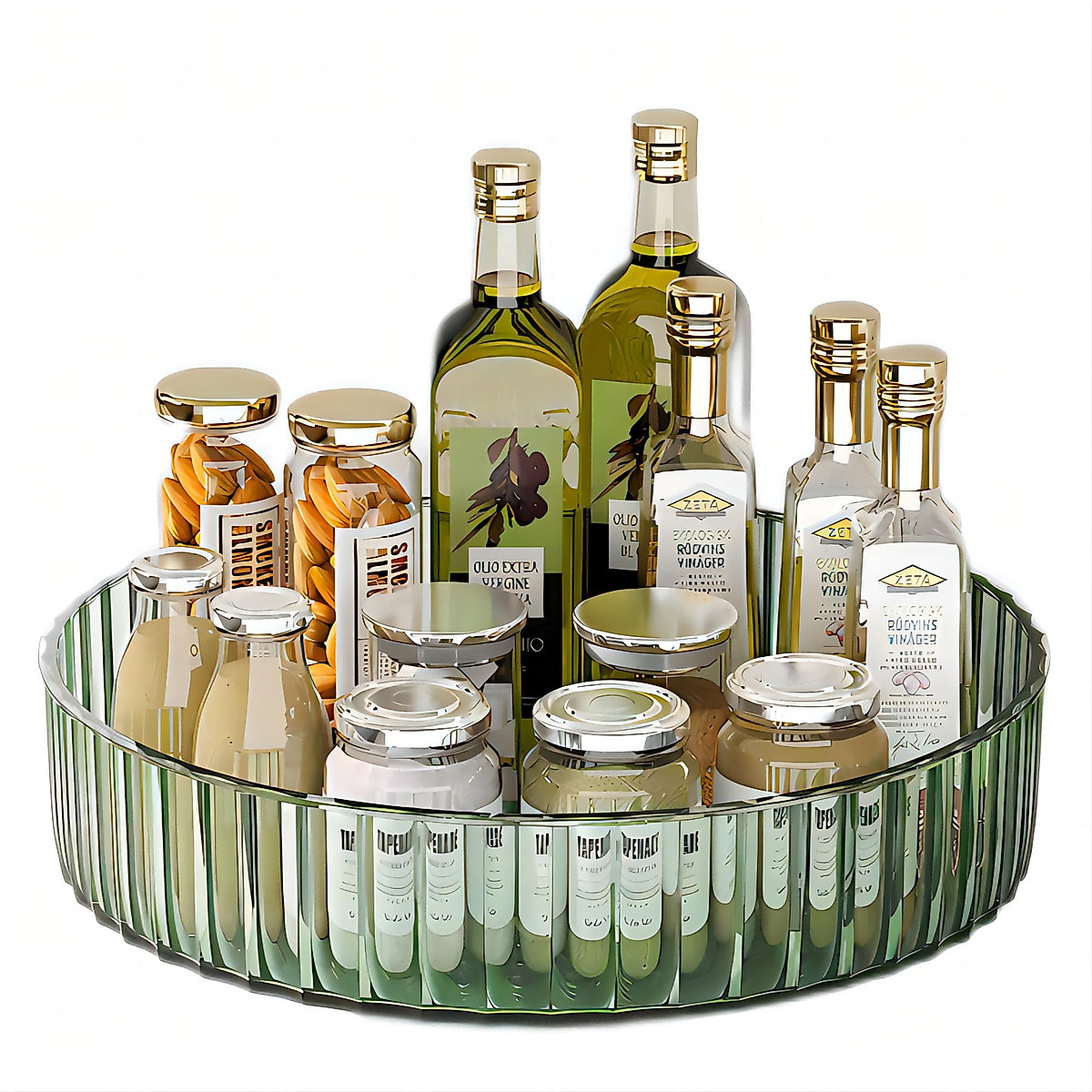 Large Lazy Susan Turntable Organizer 12-Inch, Rotating Spice Rack for Kitchen Cabinet Table Countertop Refrigerator Pantry, Steel(Pink)