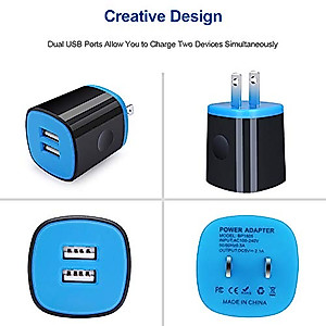 Android Phone Wall Charger Cube Block with Micro USB Cable Compatible for Moto E, G, G5 Plus/E5 Play E6 E4, Samsung Galaxy Note 5/4 S7 S6 J8 J7 J7V J3V, Tablet, USB A Nylon Bradied Cord 6FT 3 Pack