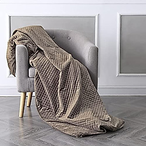 Classic Brands 15 lb. Quilted Weighted Blanket with Removable Cover, Taupe |Gift for the Holidays