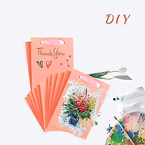 Dasofine Pink Gift Bags, 12pcs Pink Paper Bags, 7.4'' × 3.14'' × 10.15'' Pink Gift Bags with Handles, Gift Bags Bulk for Shopping, Party, Wedding