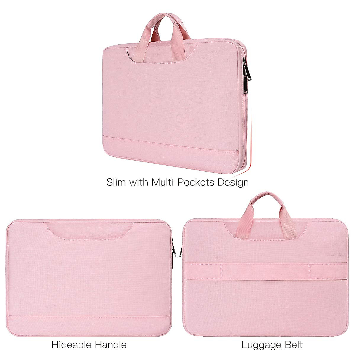 14 15 Inch Laptop Case Women Ladies Bag TSA Laptop Sleeve for MacBook Pro 14" M4/M3/M2/M1, Macbook Air 15 M4/M3, Dell XPS 15/Inspiron 14, Acer HP Lenovo ASUS Chromebook 14" Notebook Case Bag, Pink