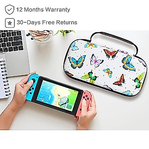 Butterfly Nintendo Switch Case, Nintendo Switch OLED Case, Nintendo Switch Carrying Case for Girls Boys, Protective Hard Shell Portable Swtich Case for Nintendo Switch Console & Accessories, White