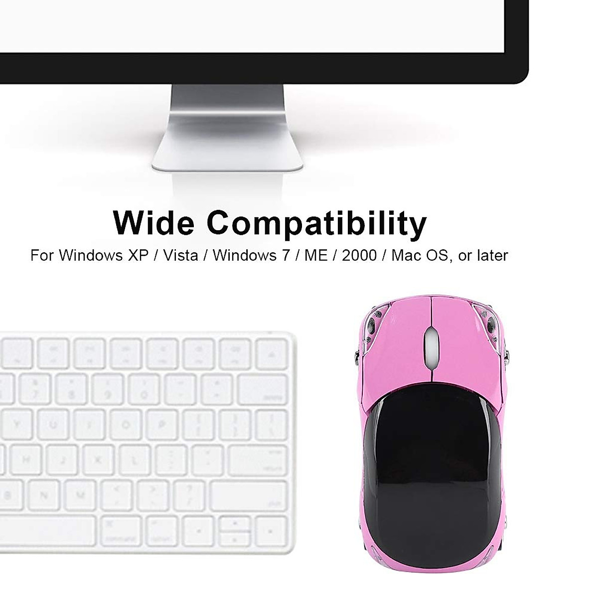 Lazmin Wireless Mouse, 2.4G Wireless Mouse Bluetooth Optical Mouse 1600DPI for Mac/ME/Windows PC/Tablet Gaming Office (Pink)