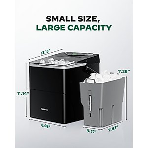 Silonn Countertop Ice Maker with Expanding Ice Basket, 9 Cubes in 6 Mins, 2.5L Ice Basket, Self-Cleaning Ice Maker with LED Touch Control, 2 Bullet Ice Sizes for Home, Kitchen, Office