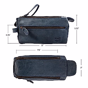 Hide & Drink, Toiletry Bag w/Handles, Hygiene Organizer, Travel Dopp, Razor Case, Bathroom, Shaving, Cosmetic Storage, Travel & Grooming Essentials, Full Grain Leather, Handmade, Slate Blue