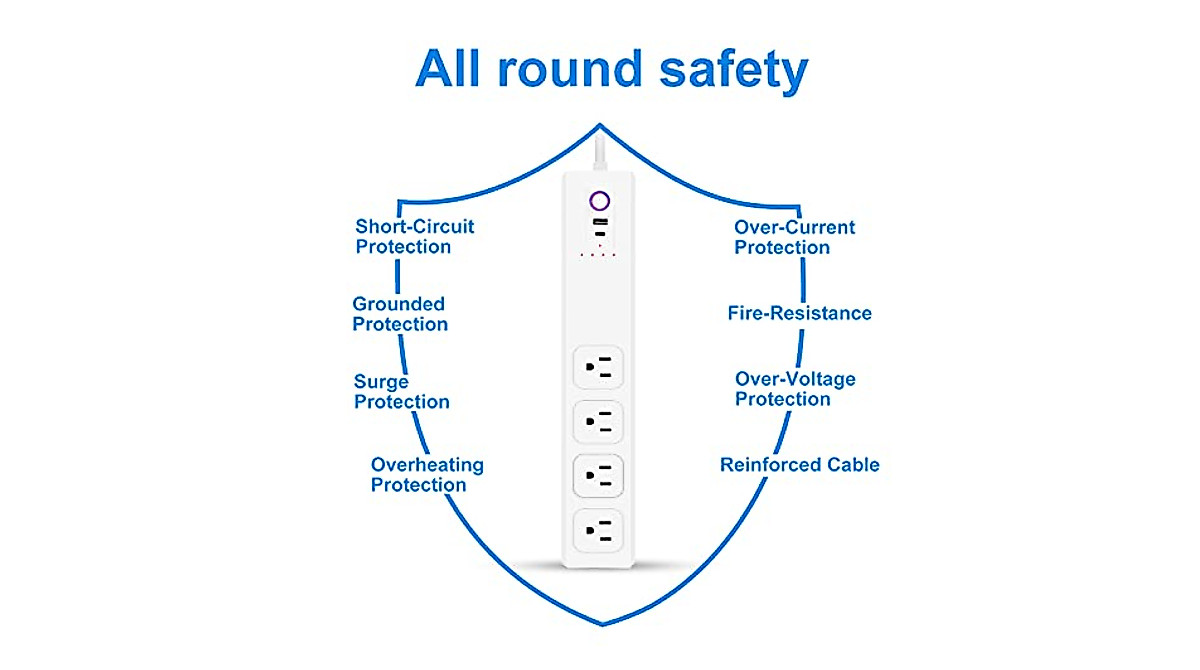 Jinvoo Surge Protector Power Strip with USB-C Fast Charging