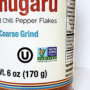 Non-GMO, Gochugaru, Kosher, Gluten Free, No additives, Korean Red Pepper Powder Flakes, Coarse Grind 6 OZ by Crazy Korean Cooking