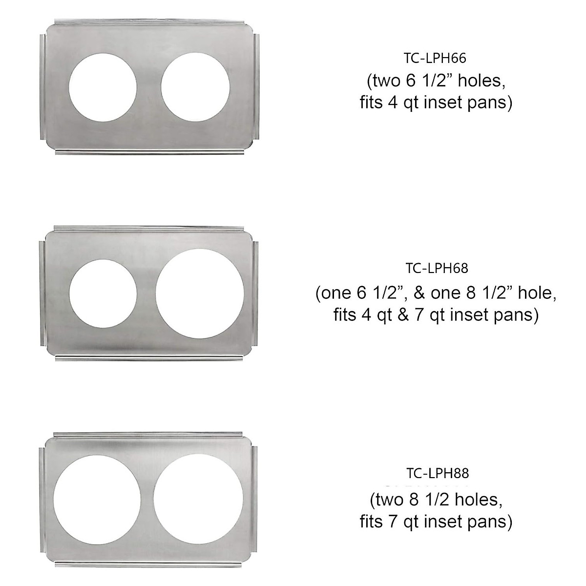 TrueCraftware- 2 Hole Stainless Steel Steam Table Adapter Plate 6-1/2” and 8-1/2” fits 4 qt and 7 qt. Inset Pans- for Soup Station Soup Warmer Soup Chafer Applicable for Kitchen Catering Restaurant
