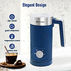 Huogary Milk Frother, 4-in-1 Electric Milk Frother and Steamer, Automatic Warm and Cold Foam Milk Warmer for Latte, Cappuccinos, Macchiato