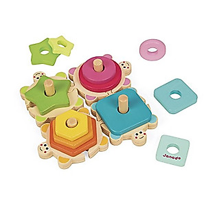 Janod I Wood Stackable Turtles - 12 Pieces - Ages 18 Months + - J05337