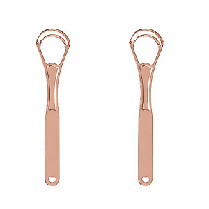JOSALINAS 2PCS Tongue Cleaners Wide-head Double Blades Scrapers For Oral Care, Rose Gold Color