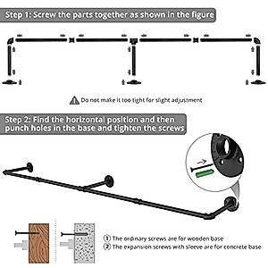 Tanice Clothes Rack Wall Mounted Clothes Rail 178cm Space-Saving Heavy Duty Industrial Pipe Clothes Bar Rack Rustic Hanging Garment Rack for Bedroom, Living room, Laundry Room