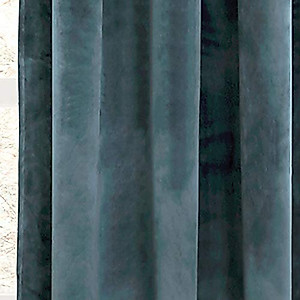 Lush Decor Prima Velvet Solid, 108” x 38”, Slate Blue Curtains Color Block Light Filtering Window Panel Set for Living, Dining, Bedroom (Pair), L