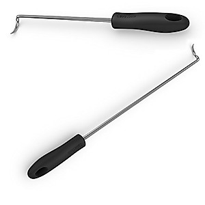 Cave Tools Food Flipper and Meat Hook for Grilling, Flipping, and Turning Vegetables and Meats BBQ Grill and Smoker Accessories, Right-Handed, Large (17 In) + Small (12 In)